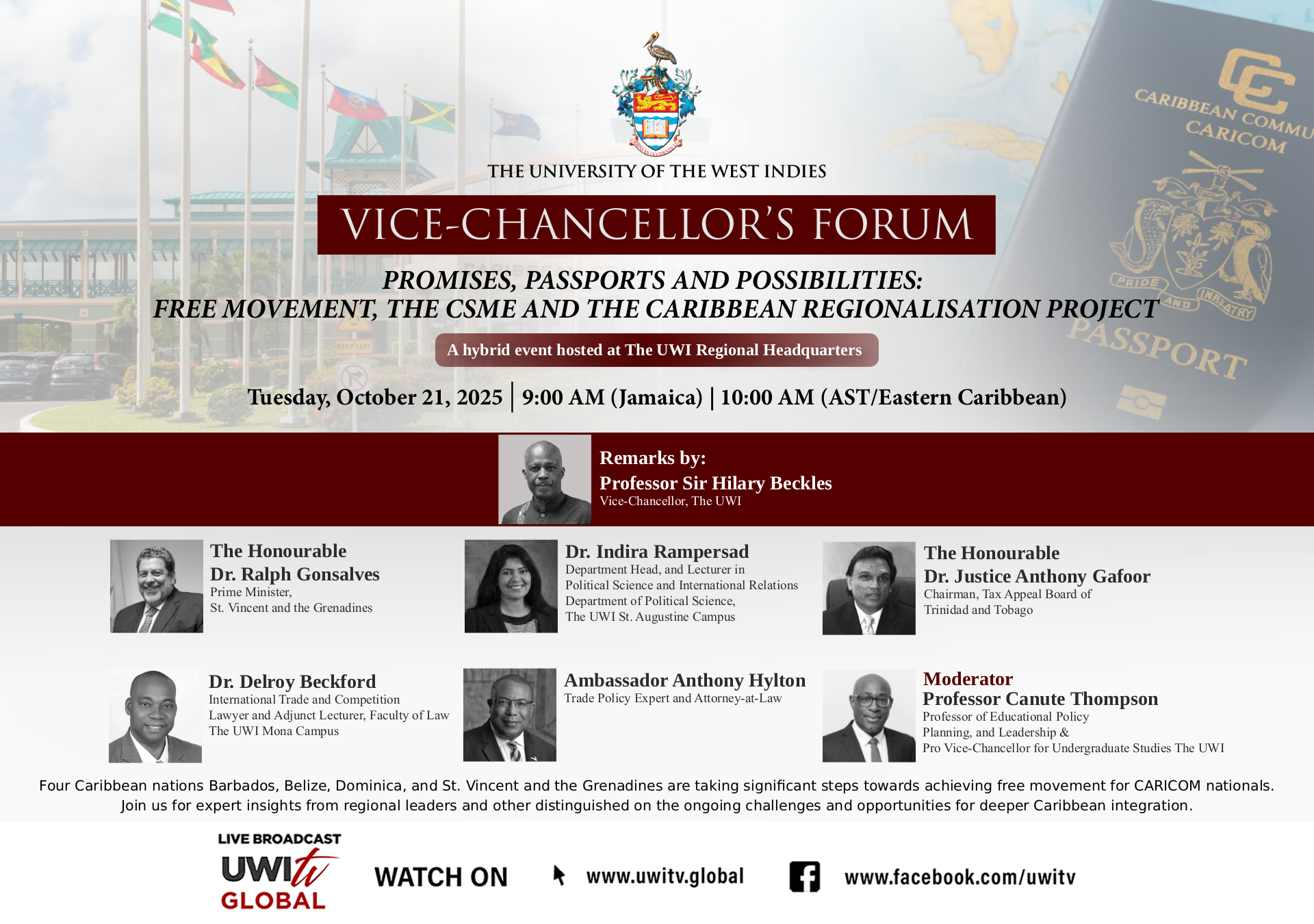 The UWI presents Vice-Chancellor's Forum on Free Movement in the Caribbean